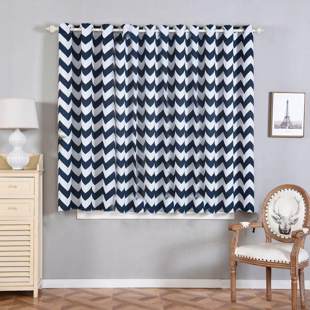 Buy Chevron Blackout Curtains | Pack of 2 | White & Navy Blue Chevron ...