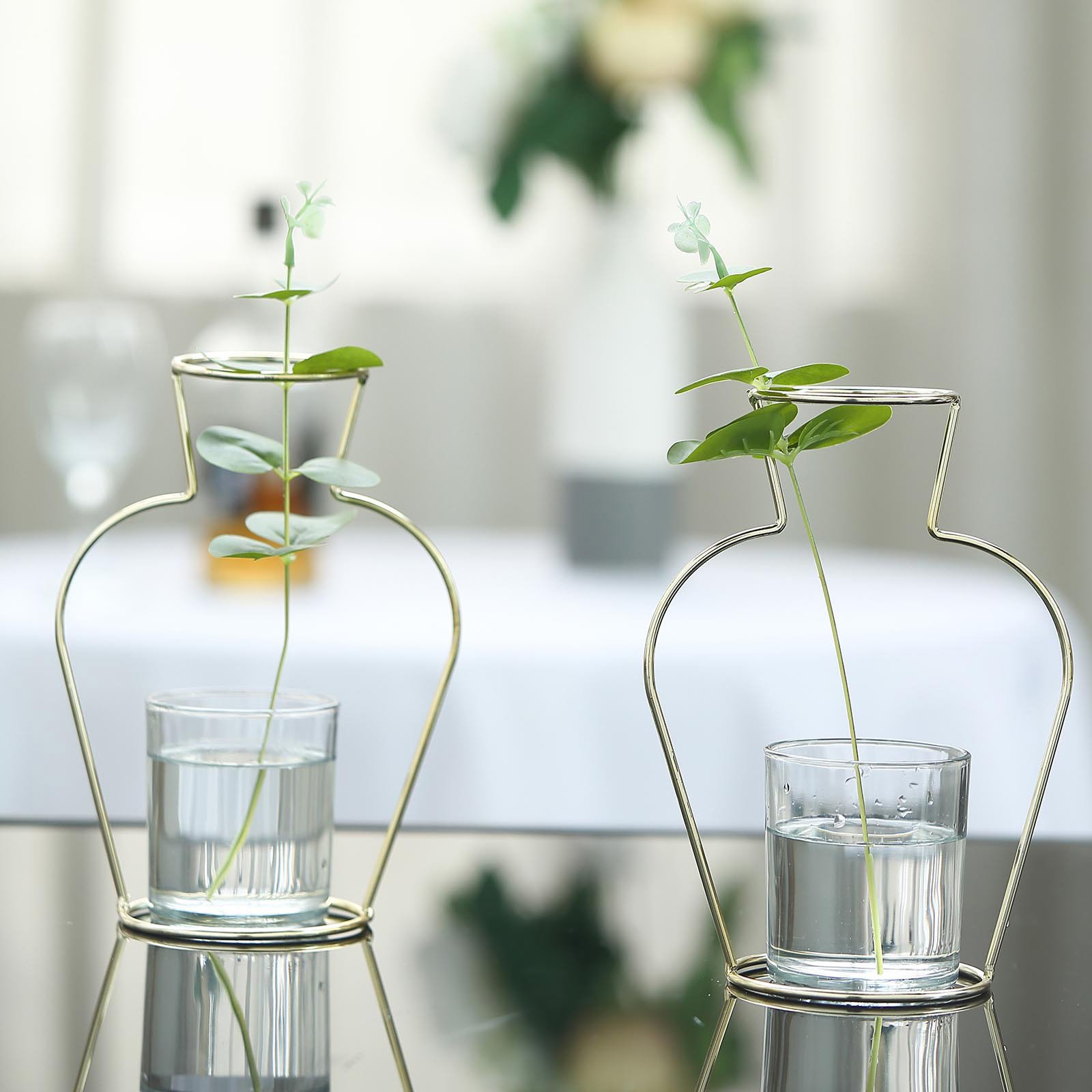 Buy Pack of 2 | 8" Gold Geometric Metal Flower Vase | Test Tube Vase ...