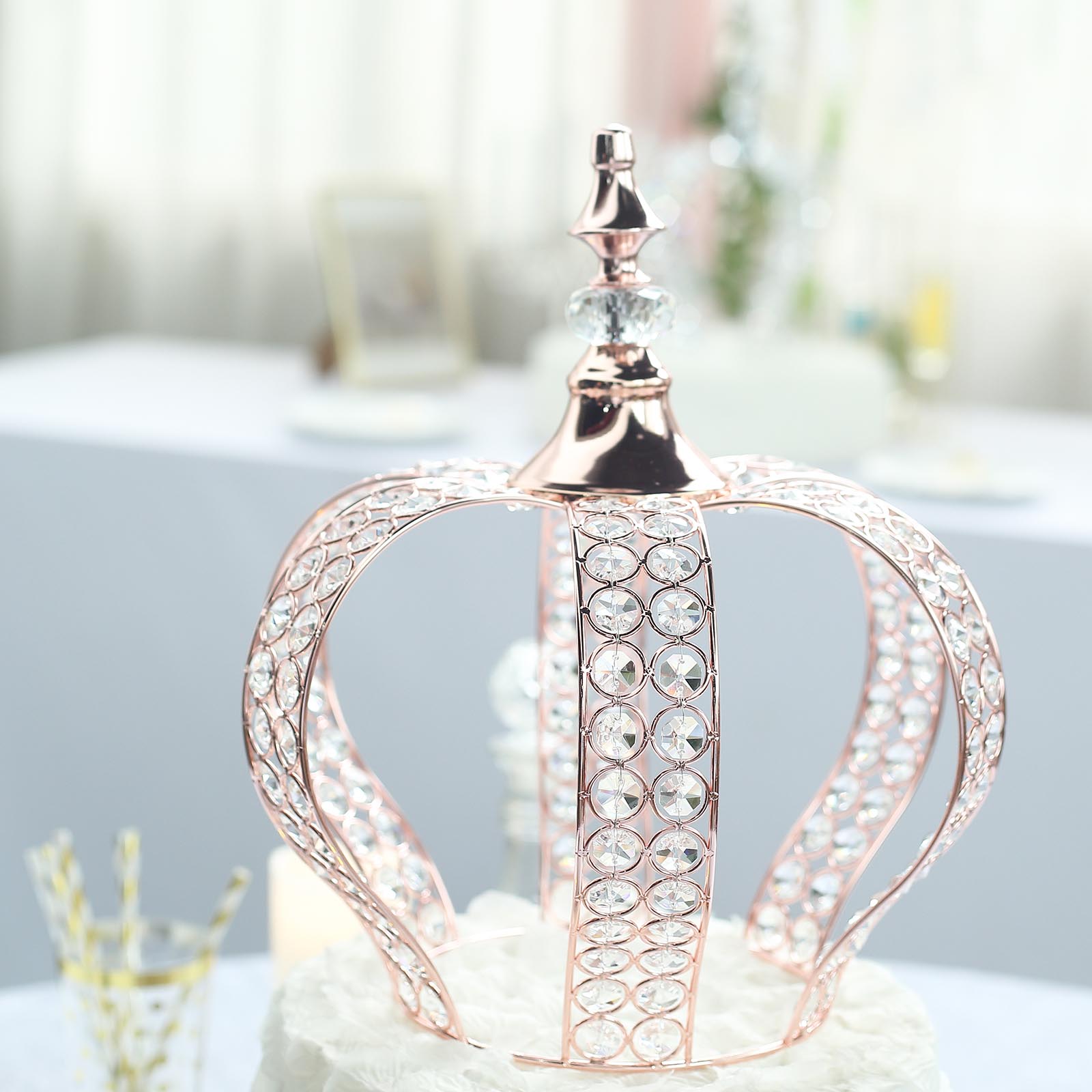 Crown Royal Centerpieces Crystal Bead Crown Cake Topper 14" Metallic